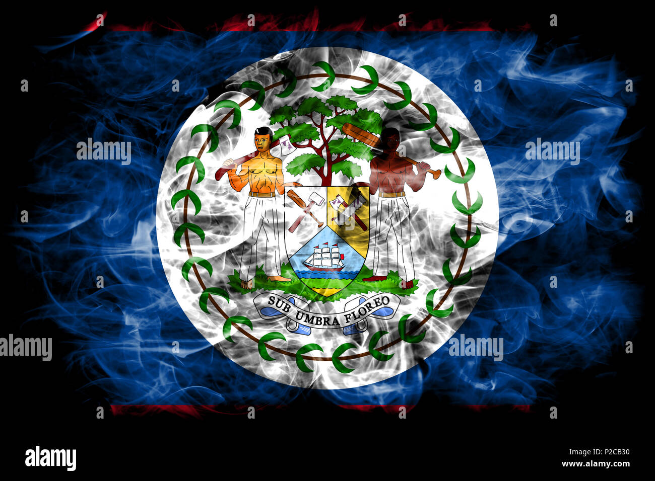 Belize smoke flag Stock Photo - Alamy