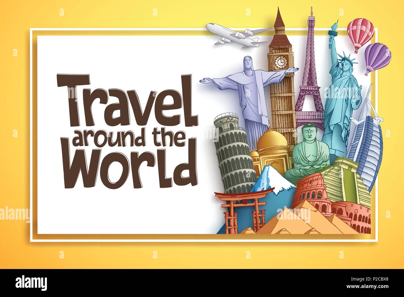 Travel and tourism vector background banner design with Travel Around ...