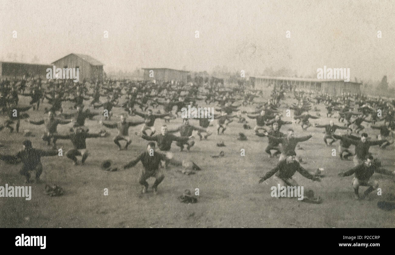 Antique 1917 photograph, troops exercising at Camp Hancock in Georgia ...