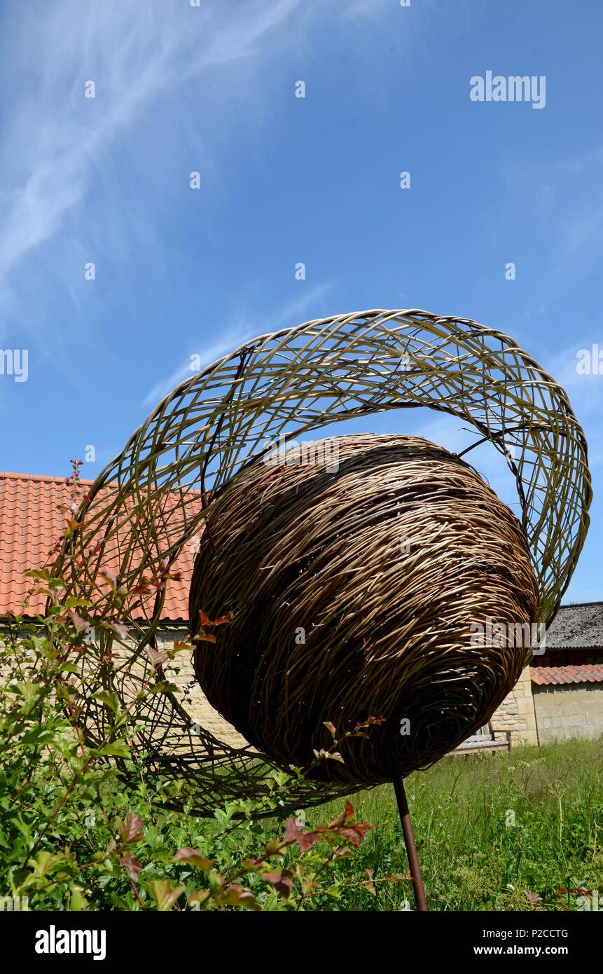 Willow sphere ouside Woolsthorpe Manor, Lincolnshire, England ...