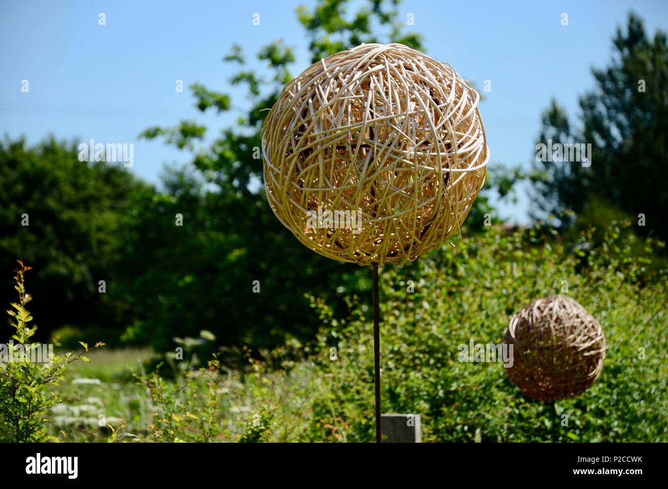 Willow sphere ouside Woolsthorpe Manor, Lincolnshire, England ...