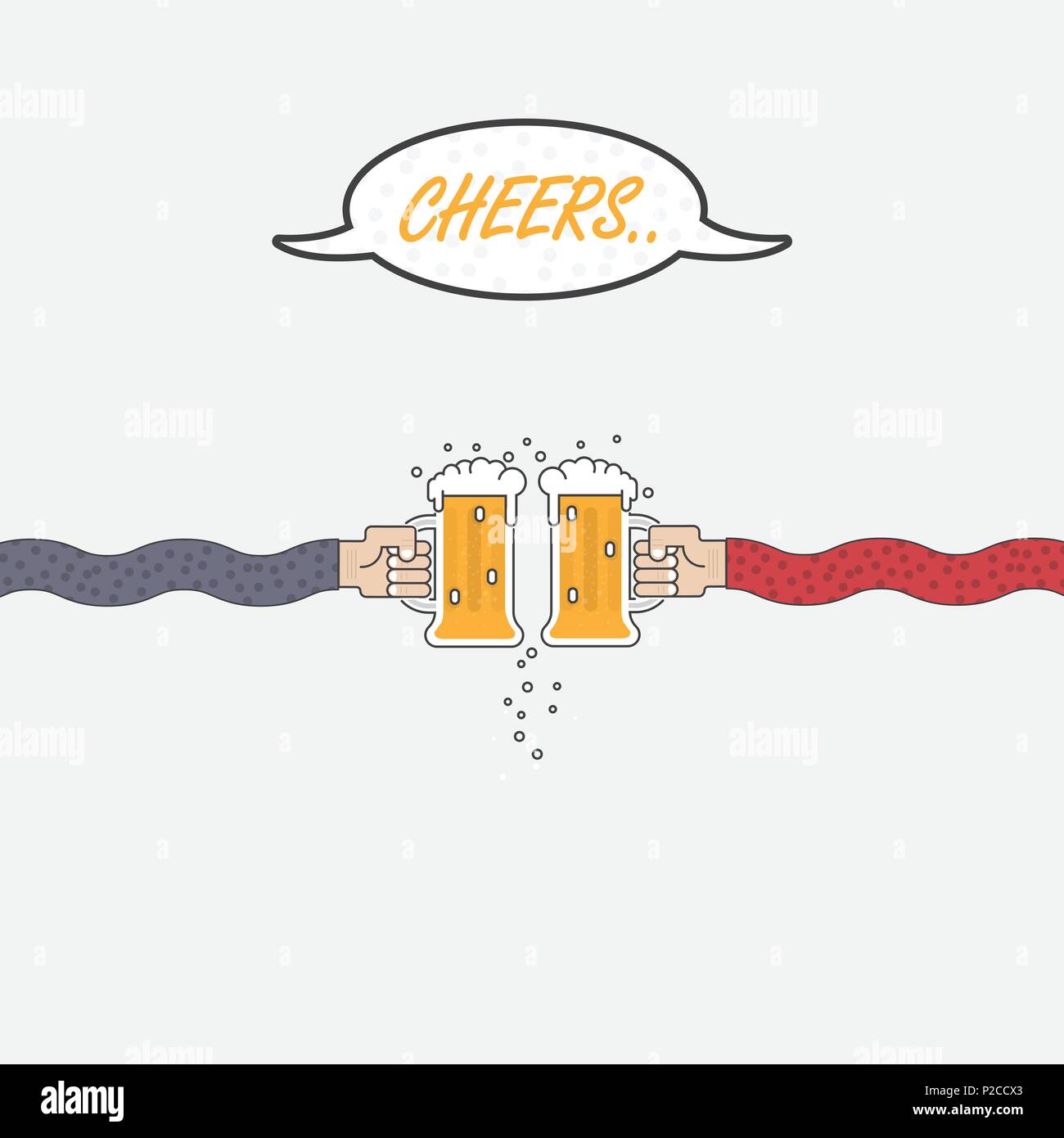 Hands holding glasses beer Stock Vector Images - Alamy