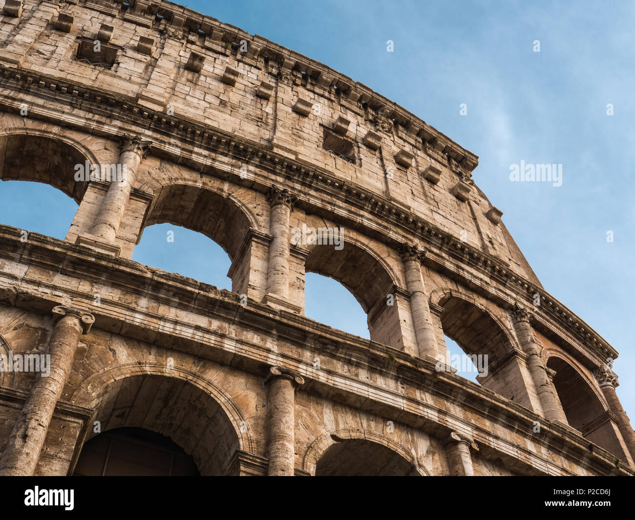 Architectural details of the Coliseum in Roma on a sunny day Stock ...