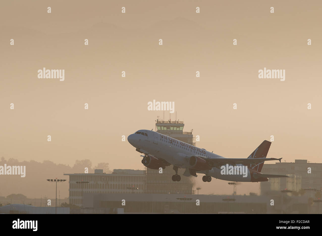 Virgin America Airbus A320 Taking Off From Los Angeles International ...