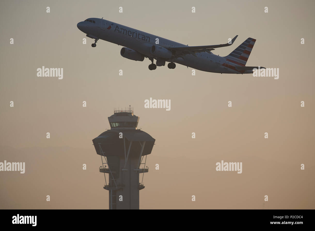 Airplane taking off sunrise hi-res stock photography and images - Alamy