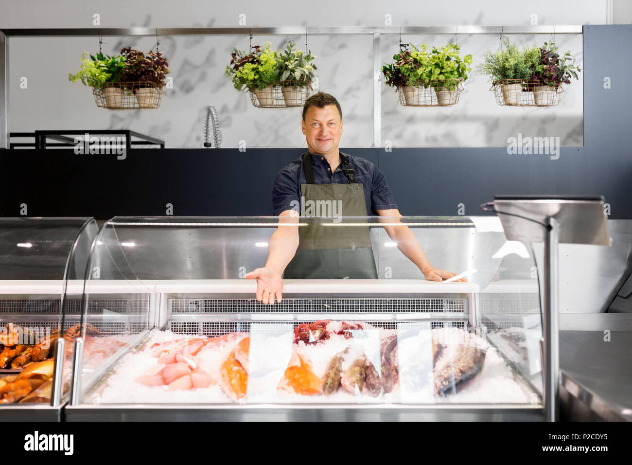 Fresh fishmonger shop equipment hi-res stock photography and images - Alamy