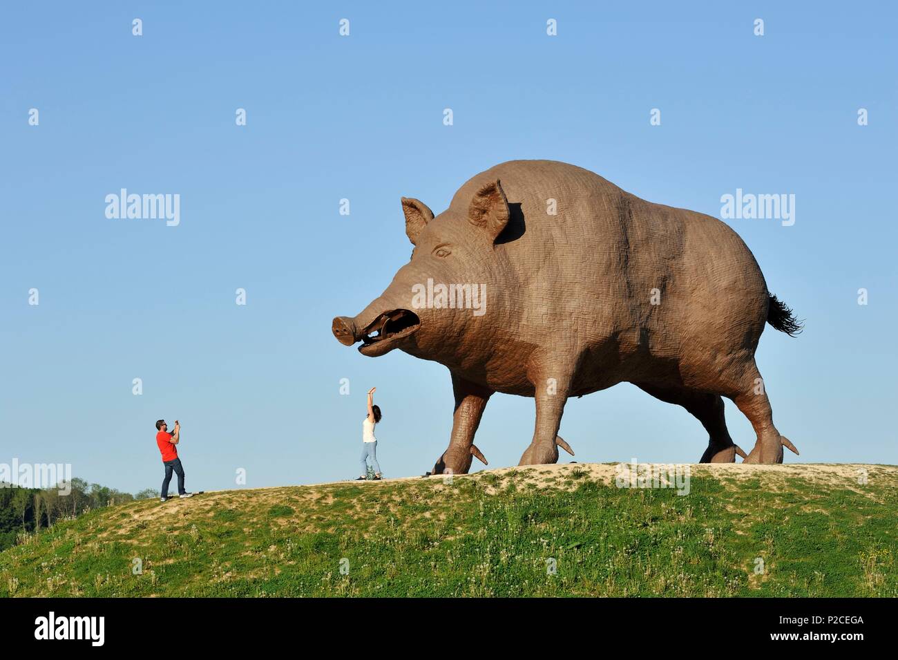 France, Ardennes, Saulces Monclin, Woinic, the largest boar in the world, monumental sculpture ...