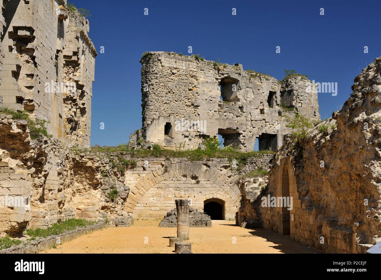 France, Aisne, Coucy Castle Auffrique, Castle, remains and ruins of the ...