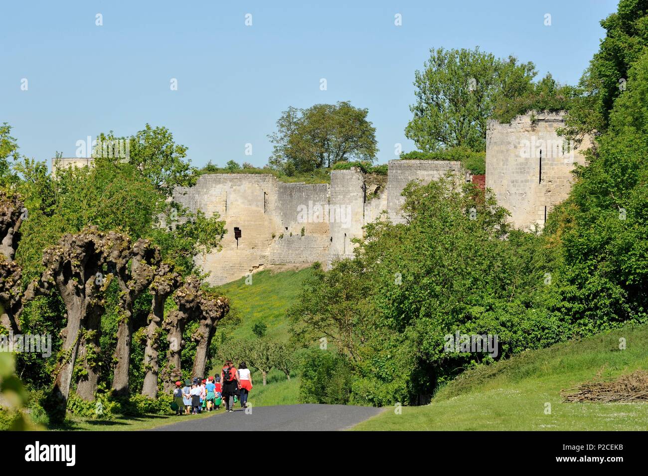 France, Aisne, Coucy Castle Auffrique, Castle, walk under the southern ...