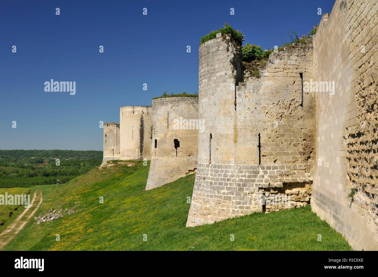 France, Aisne, Coucy Castle Auffrique, Castle, walk under the southern ...