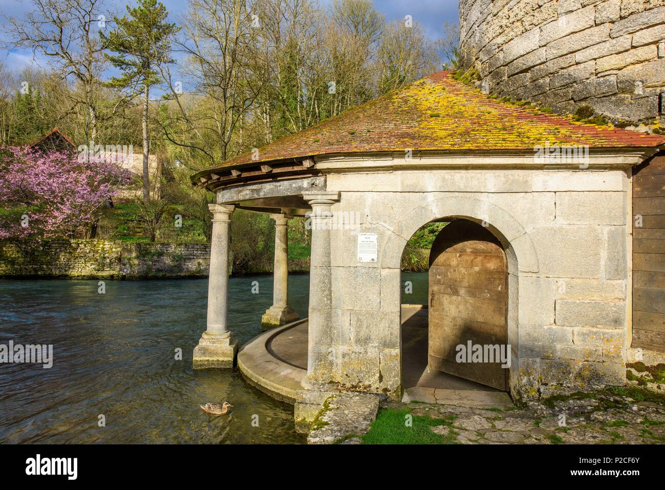France, Cote-d'Or, Beze, the semicircular Sisters wash-house adjoining ...