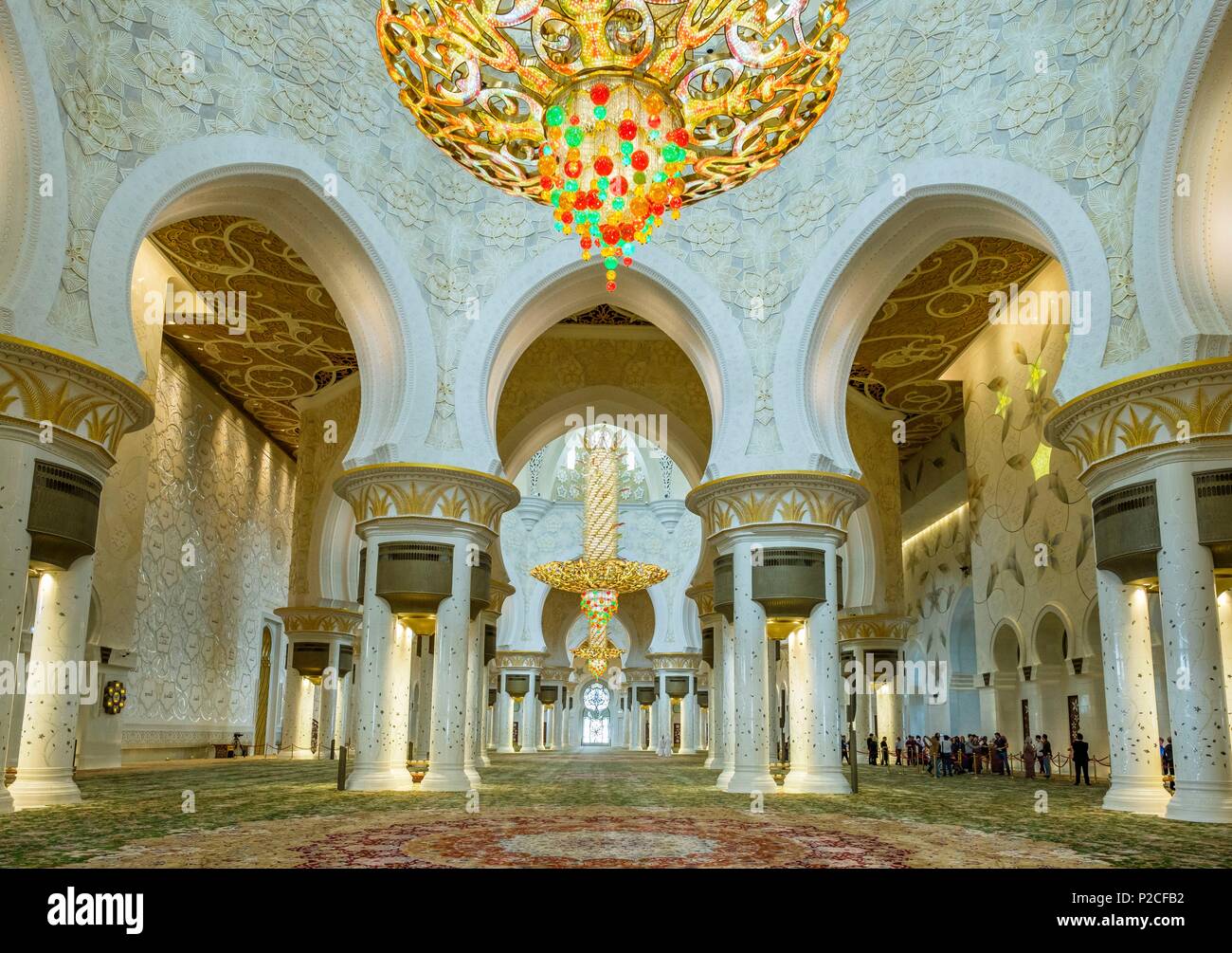 United Arab Emirates, Abu Dhabi, Sheikh Zayed Great Mosque, from the ...