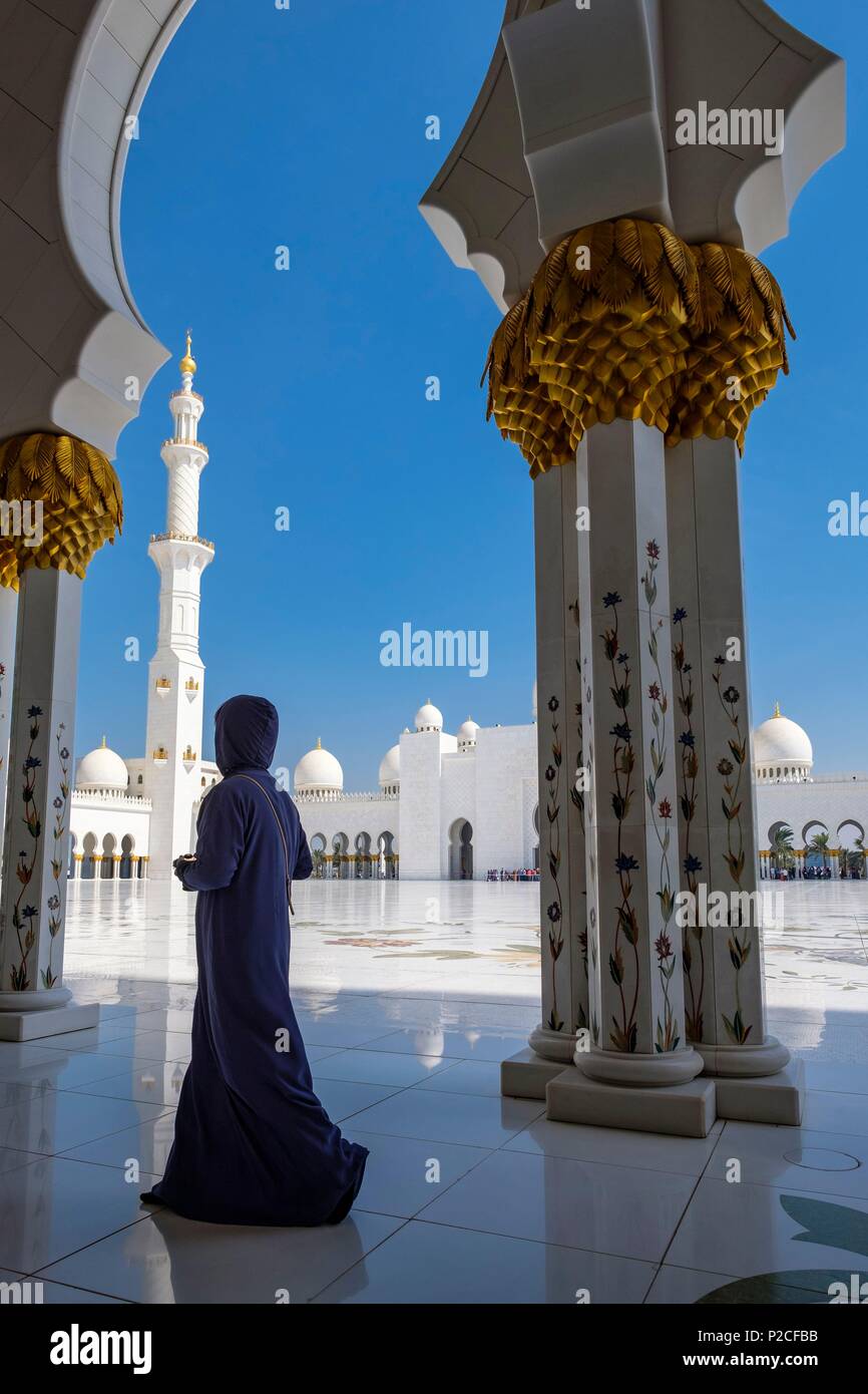 United Arab Emirates, Abu Dhabi, Sheikh Zayed Great Mosque, from the ...