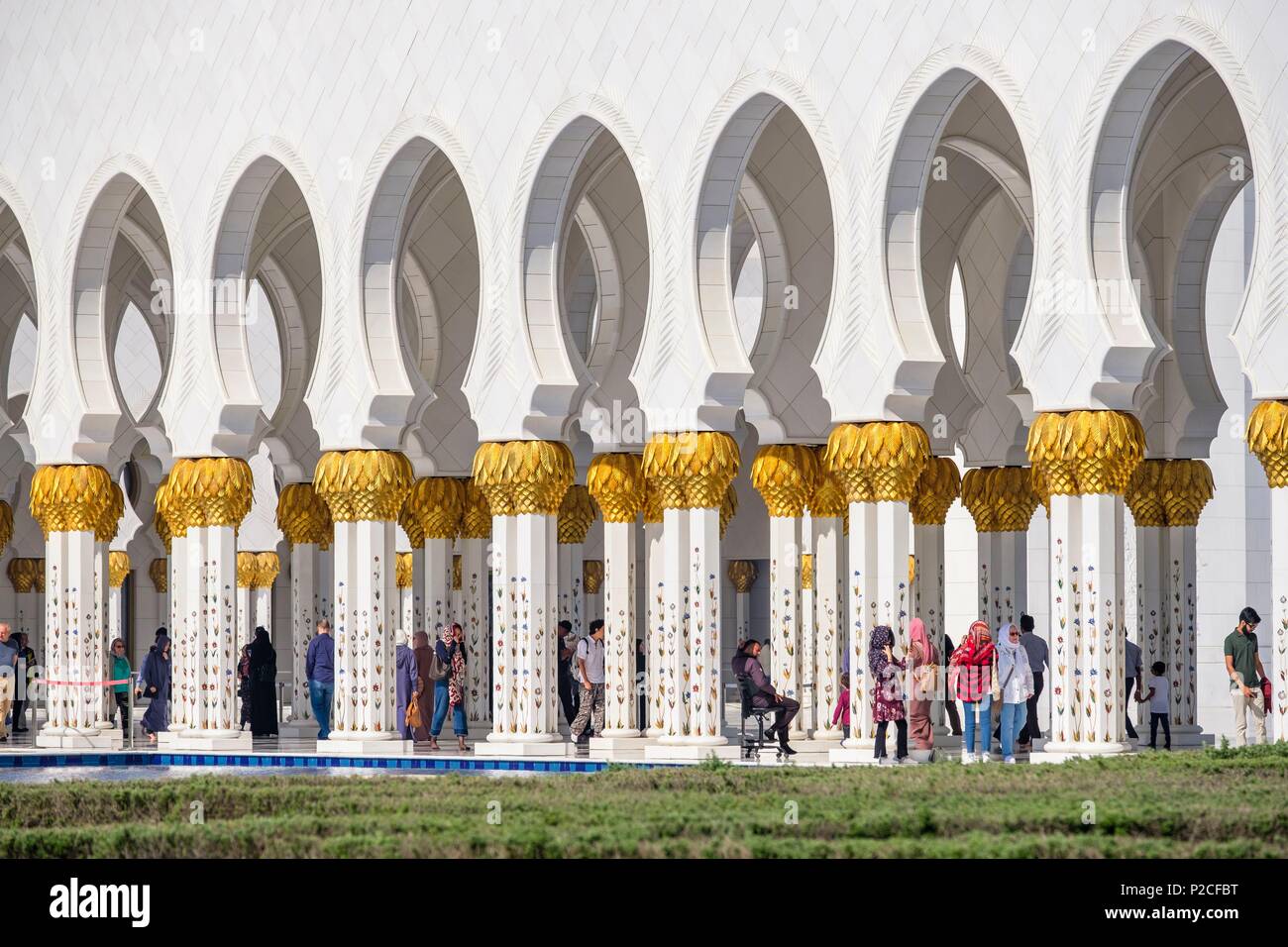 United Arab Emirates, Abu Dhabi, Sheikh Zayed Great Mosque, from the ...