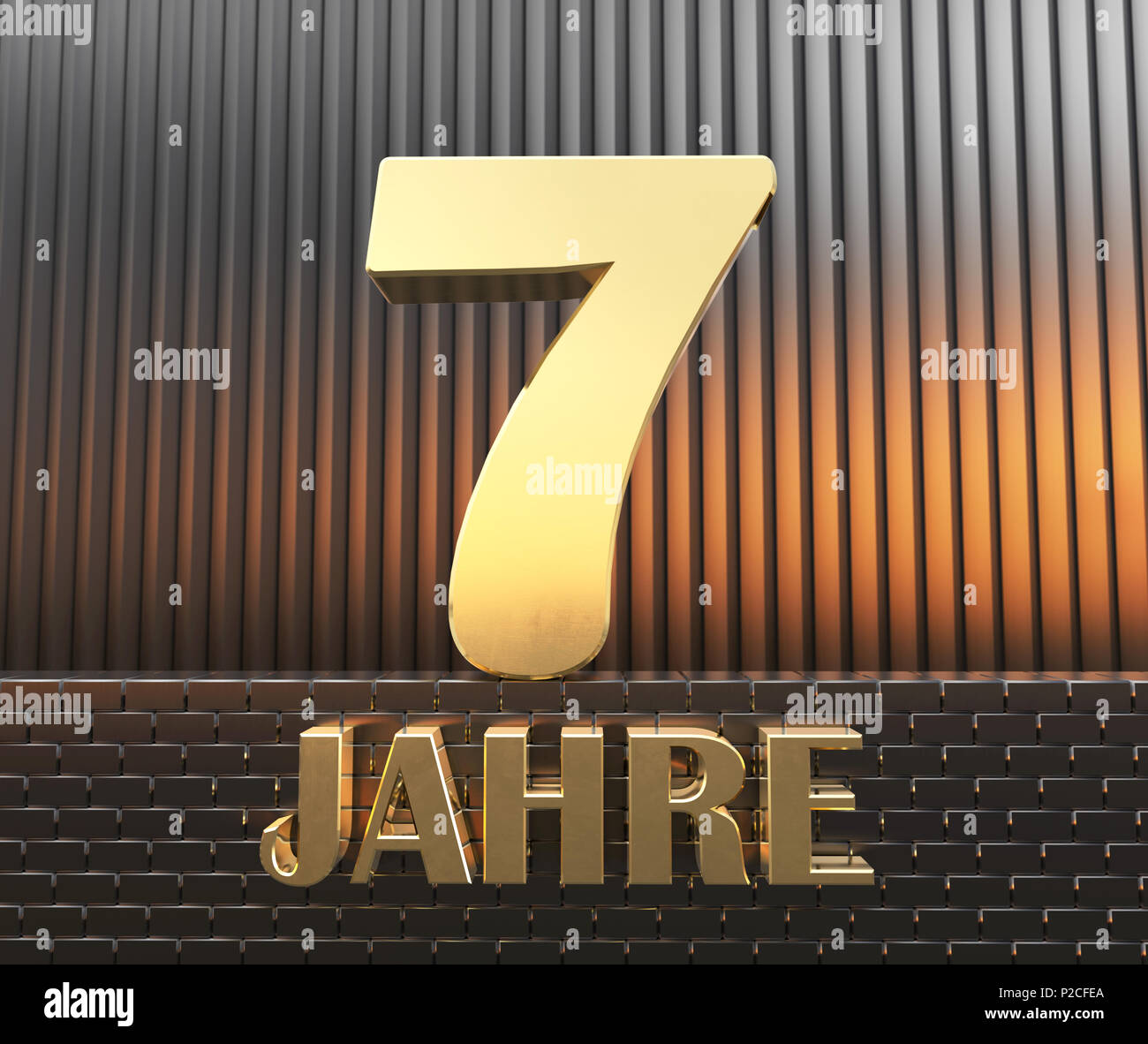 Golden number seven (number 7) and the word "years" against the ...