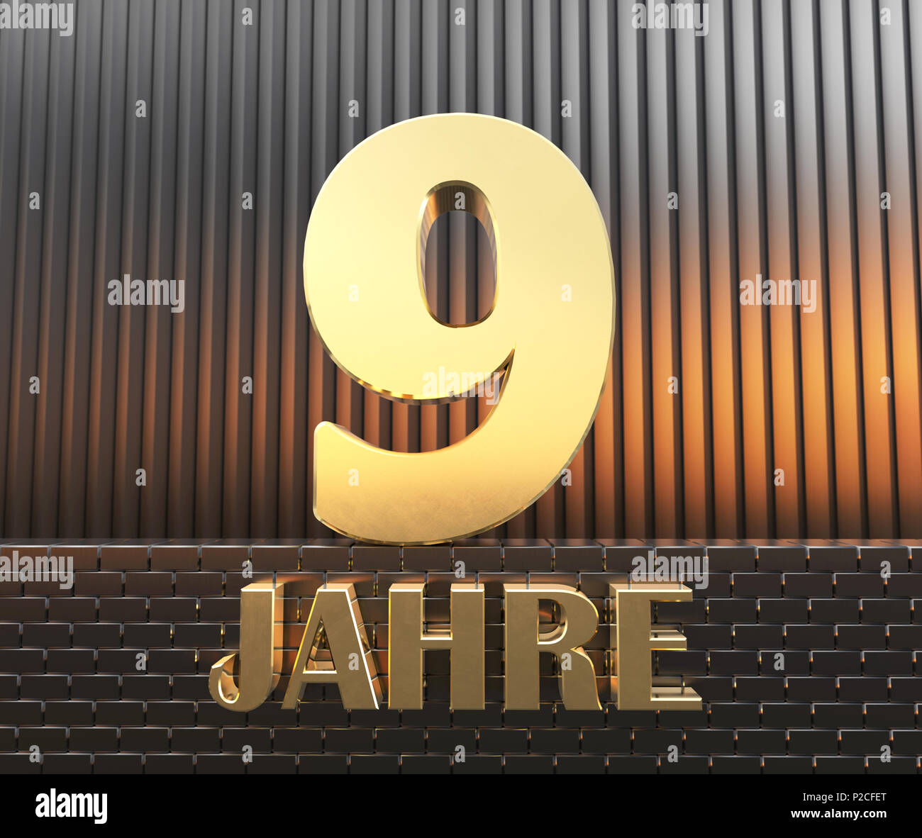 Golden number nine (number 9) and the word "years" against the ...