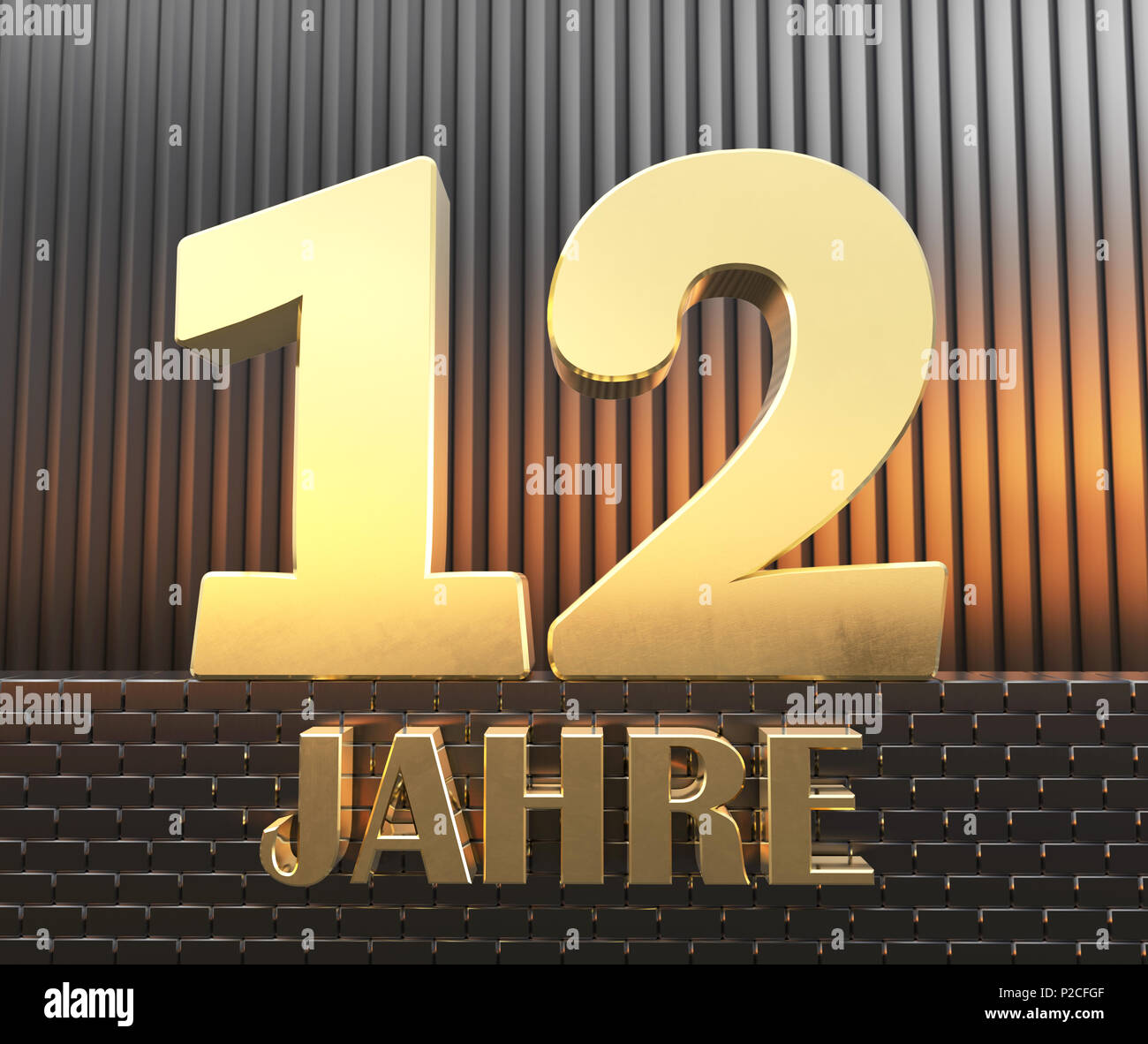 Golden number twelve (number 12) and the word "years" against the ...