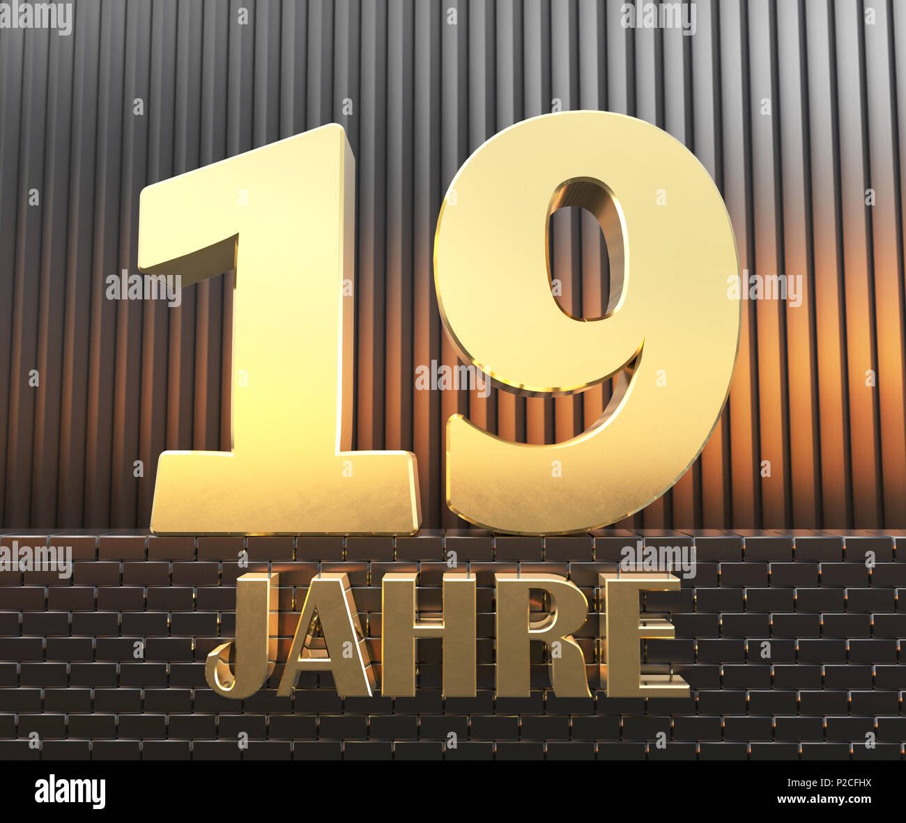 Golden number nineteen (number 19) and the word "years" against the ...