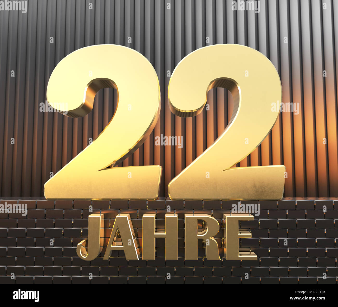 Golden twenty two (number 22) and the word "years" against the ...