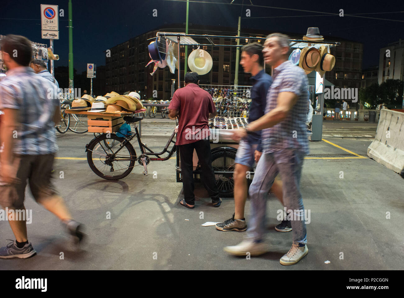 Milano. Dockyard by night. Italy Stock Photo - Alamy