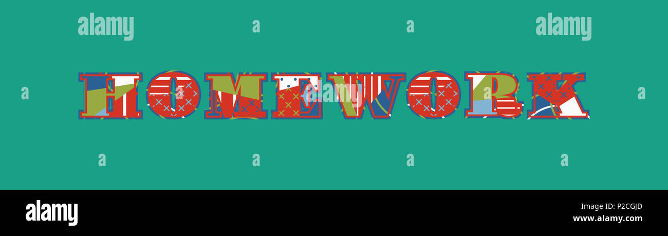 The word HOMEWORK concept written in colorful abstract typography Stock ...