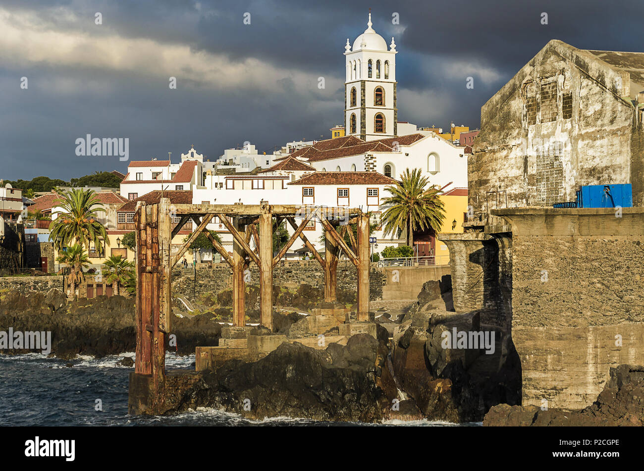 View of Garachico town and harbour Stock Photo - Alamy