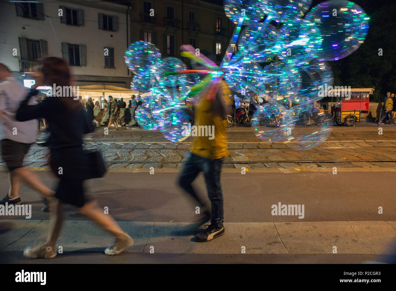 Milano. Dockyard by night. Italy Stock Photo - Alamy