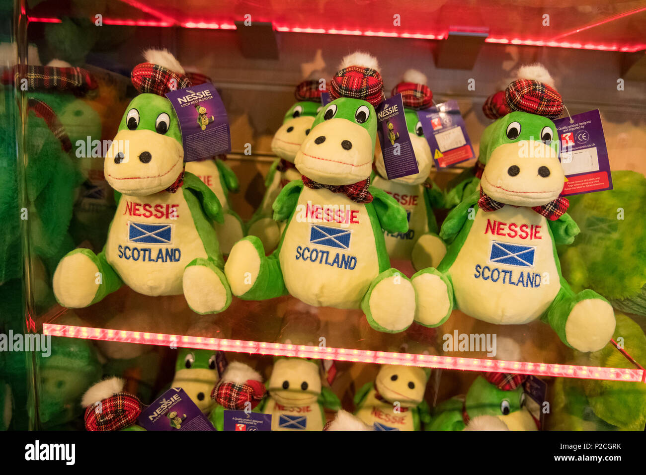 Loch Ness Monster souvenirs on sale at the Loch Ness Centre & Exhibition gift shop ...