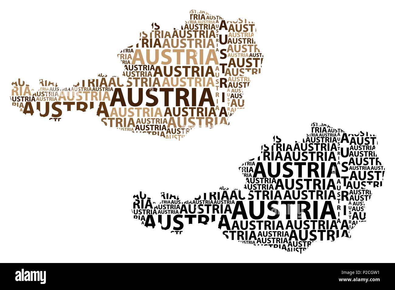 Sketch Austria letter text map, Albania - in the shape of the continent ...