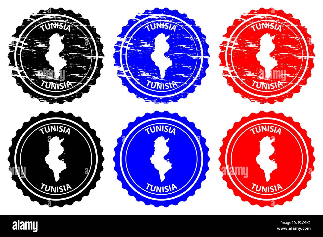 Tunisia - rubber stamp - vector, Republic of Tunisia map pattern ...