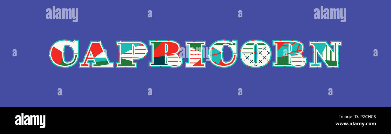 The word CAPRICORN concept written in colorful abstract typography ...