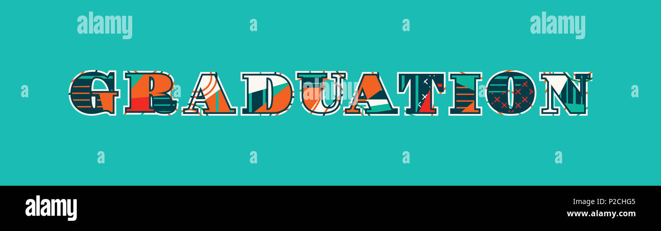 The word GRADUATION concept written in colorful abstract typography ...