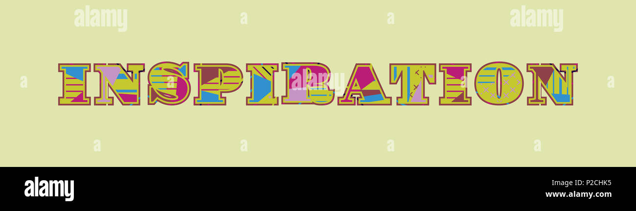 The word INSPIRATION concept written in colorful abstract typography ...
