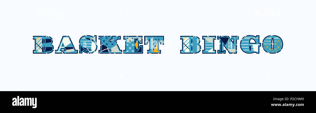 The words BASKET BINGO concept written in colorful abstract typography ...