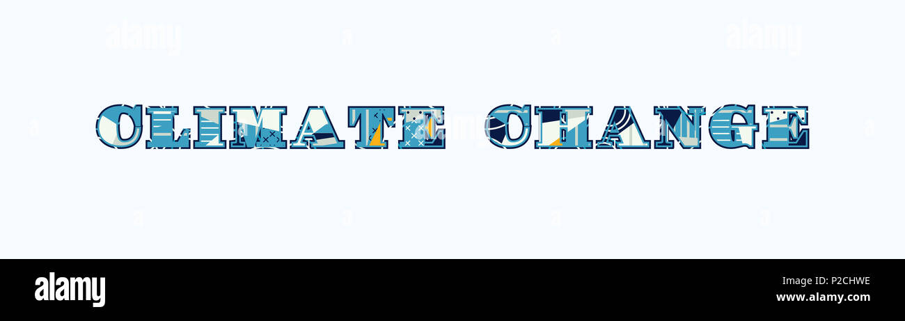 The words CLIMATE CHANGE concept written in colorful abstract ...