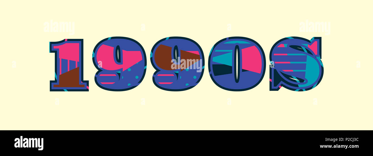 The word 1990s concept written in colorful abstract typography Stock ...