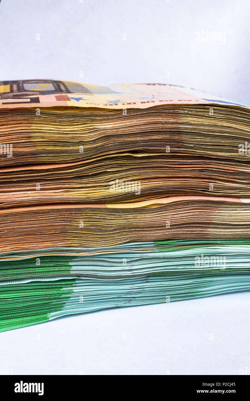 Background with big pile of euro money cash. Isolated euro. Background ...