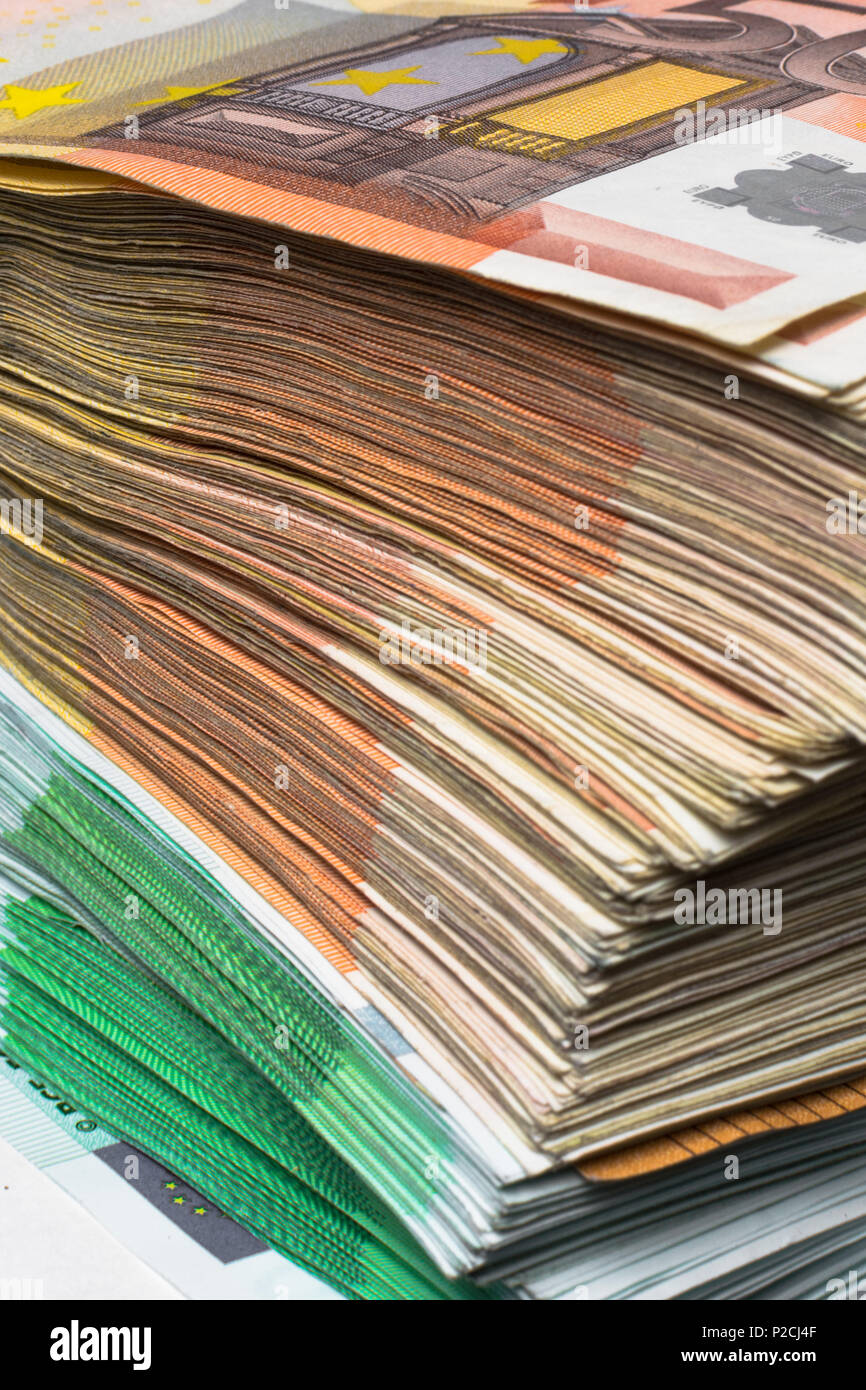 Background with big pile of euro money cash. Isolated euro. Background ...