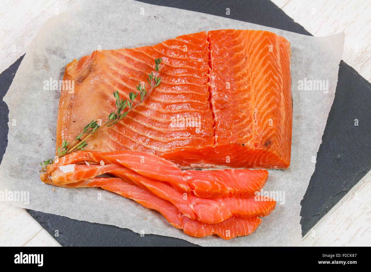 Raw trout fillet with salt and spices Stock Photo - Alamy