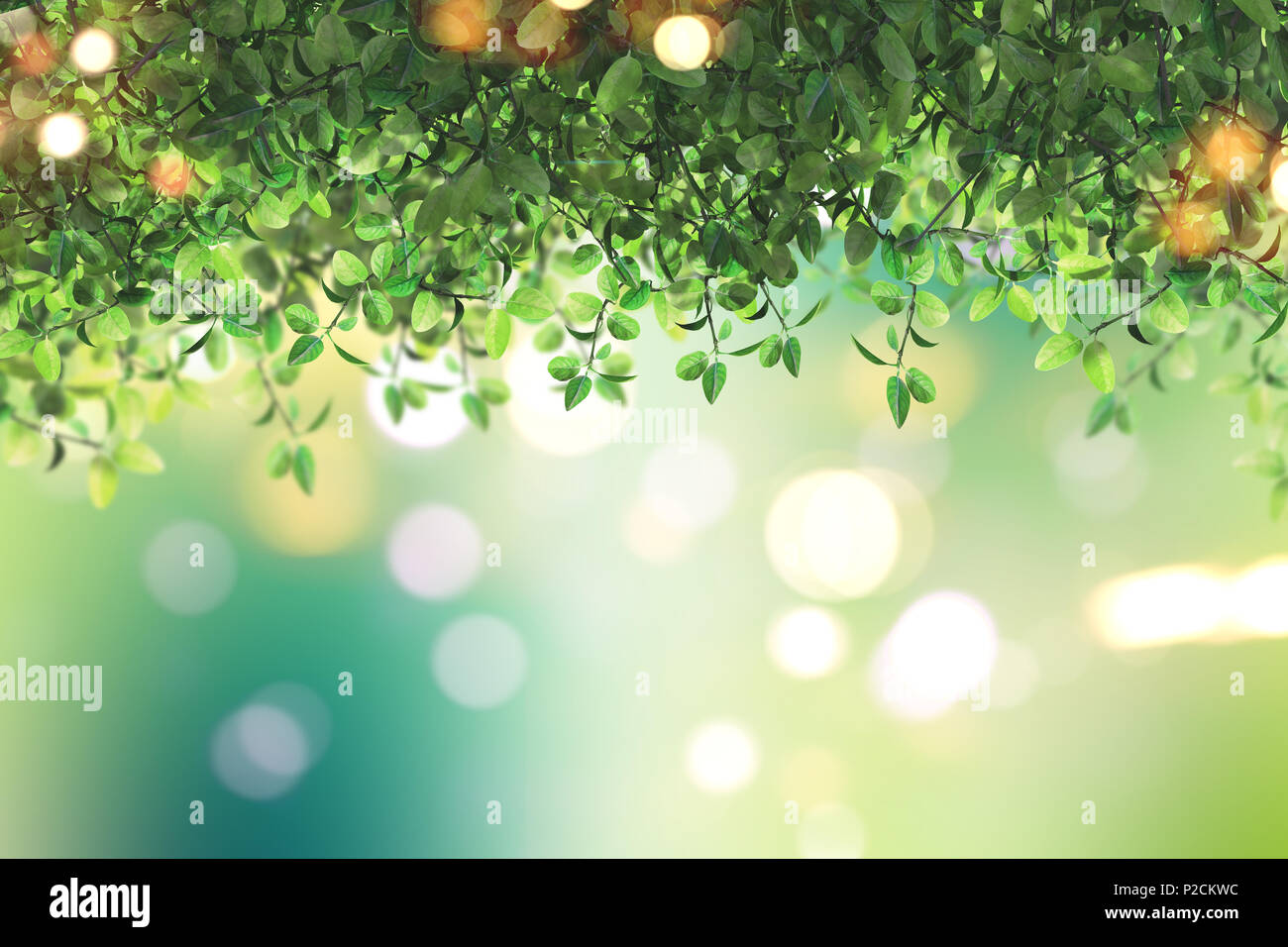 3D render of green leaves on a defocussed background Stock Photo - Alamy