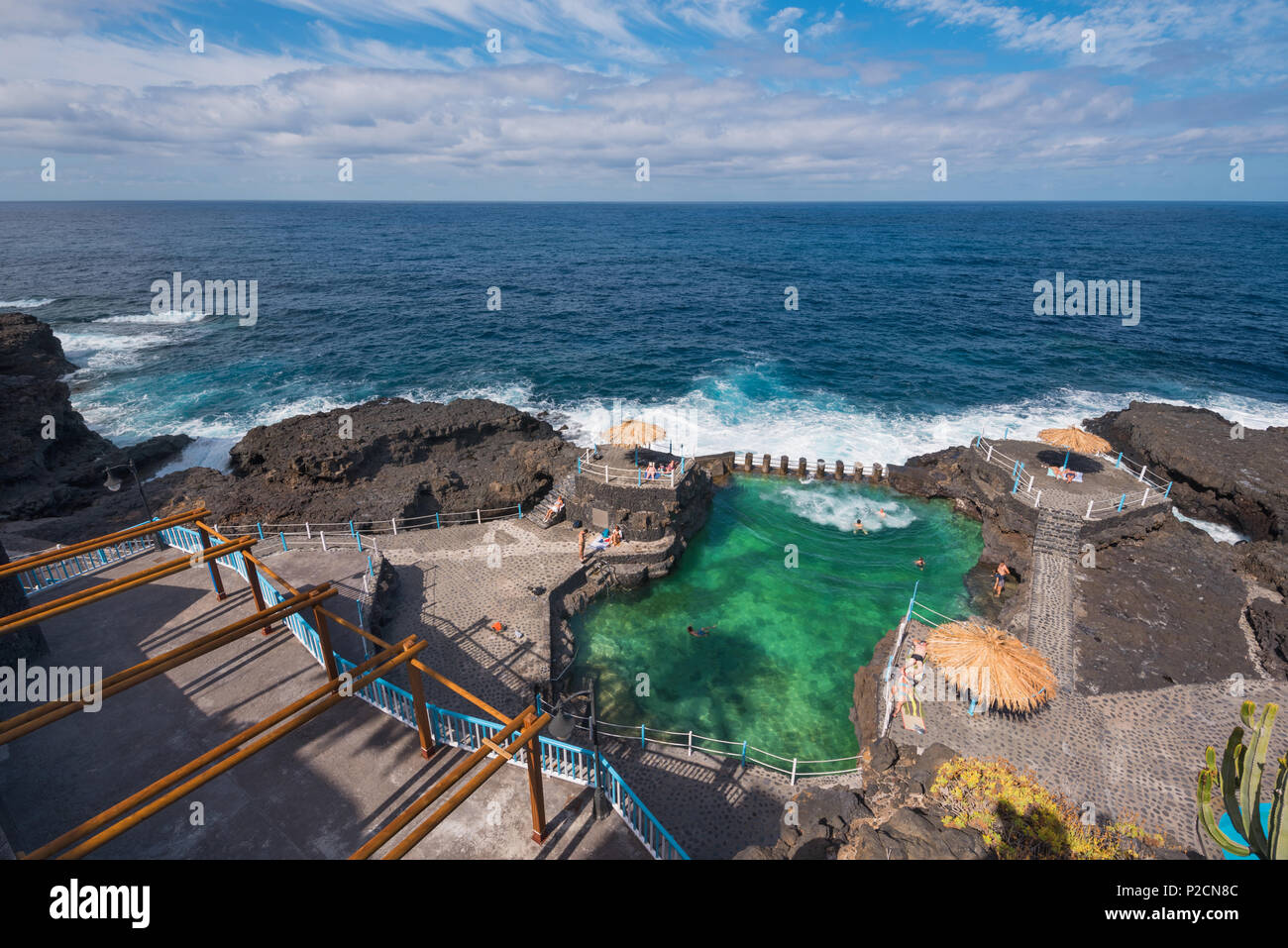 La Palma, Spain - May 31, 2018: Charco azul, a natural sea water pool ...