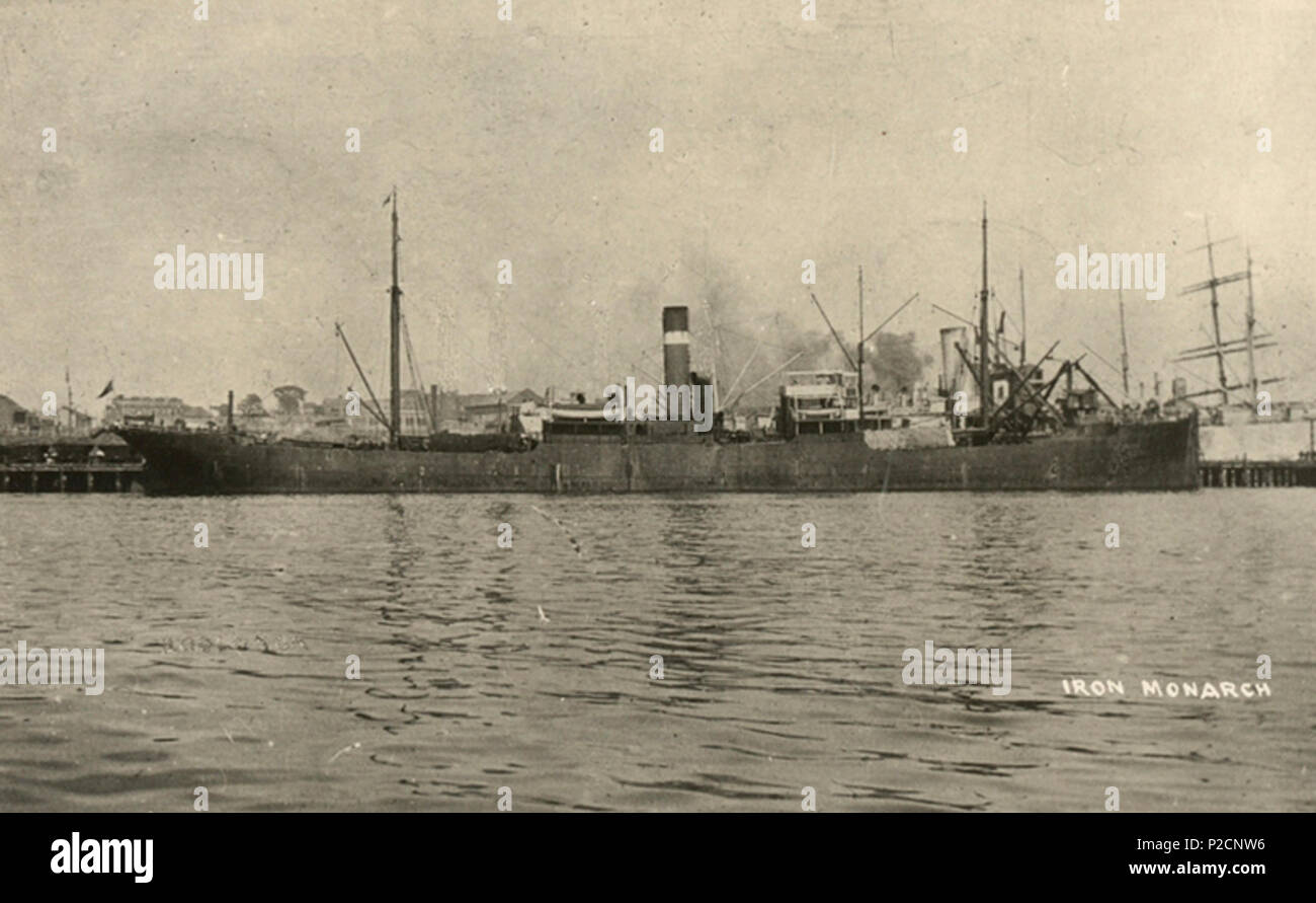 . English: Postcard of the merchant vessel Iron Monarch (SS Koolonga ...