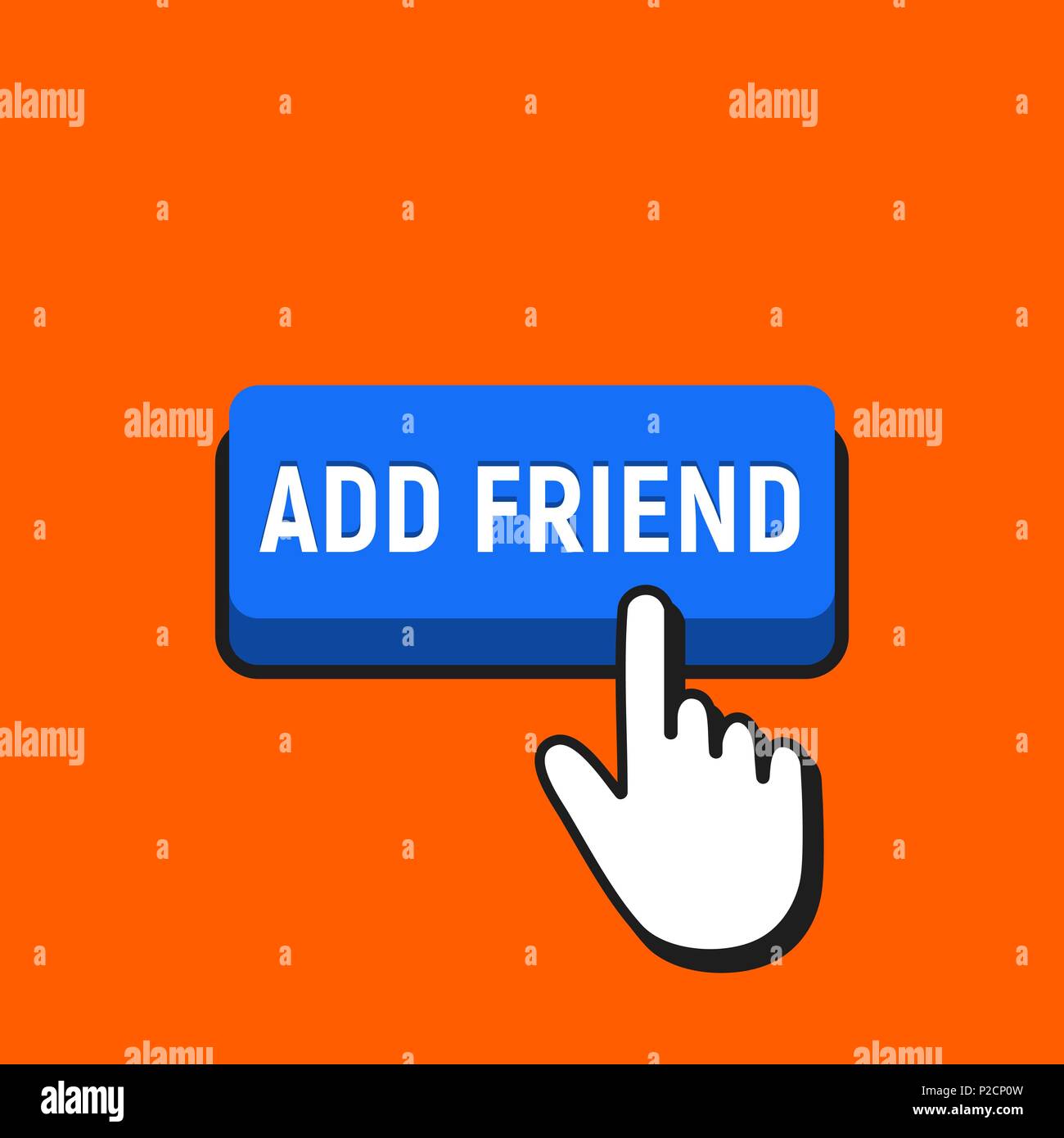 Hand Mouse Cursor Clicks the Add Friend Button. Pointer Push Press ...