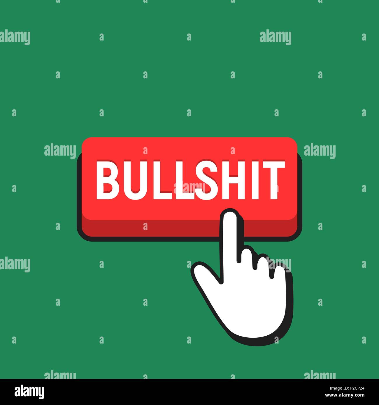 Hand Mouse Cursor Clicks the Bullshit Button. Pointer Push Press Button Concept Stock Vector ...