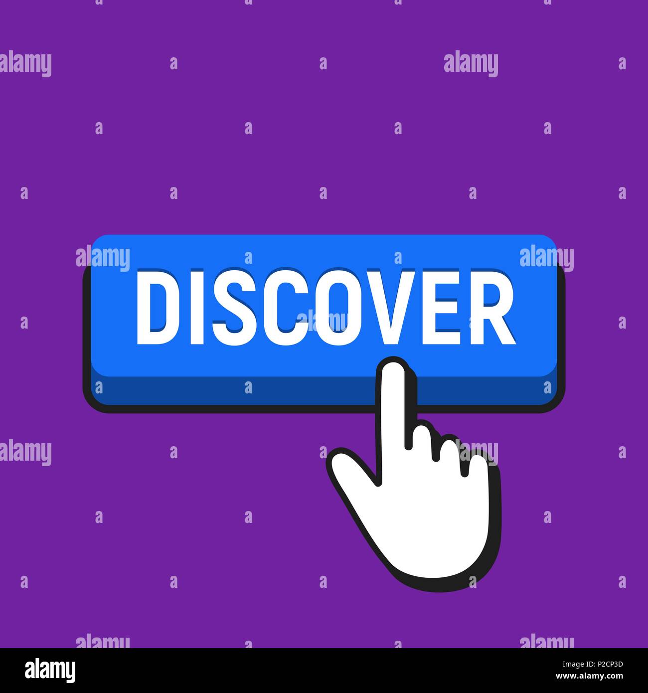 Hand Mouse Cursor Clicks The Discover Button Pointer Push Press Button Concept Stock Vector