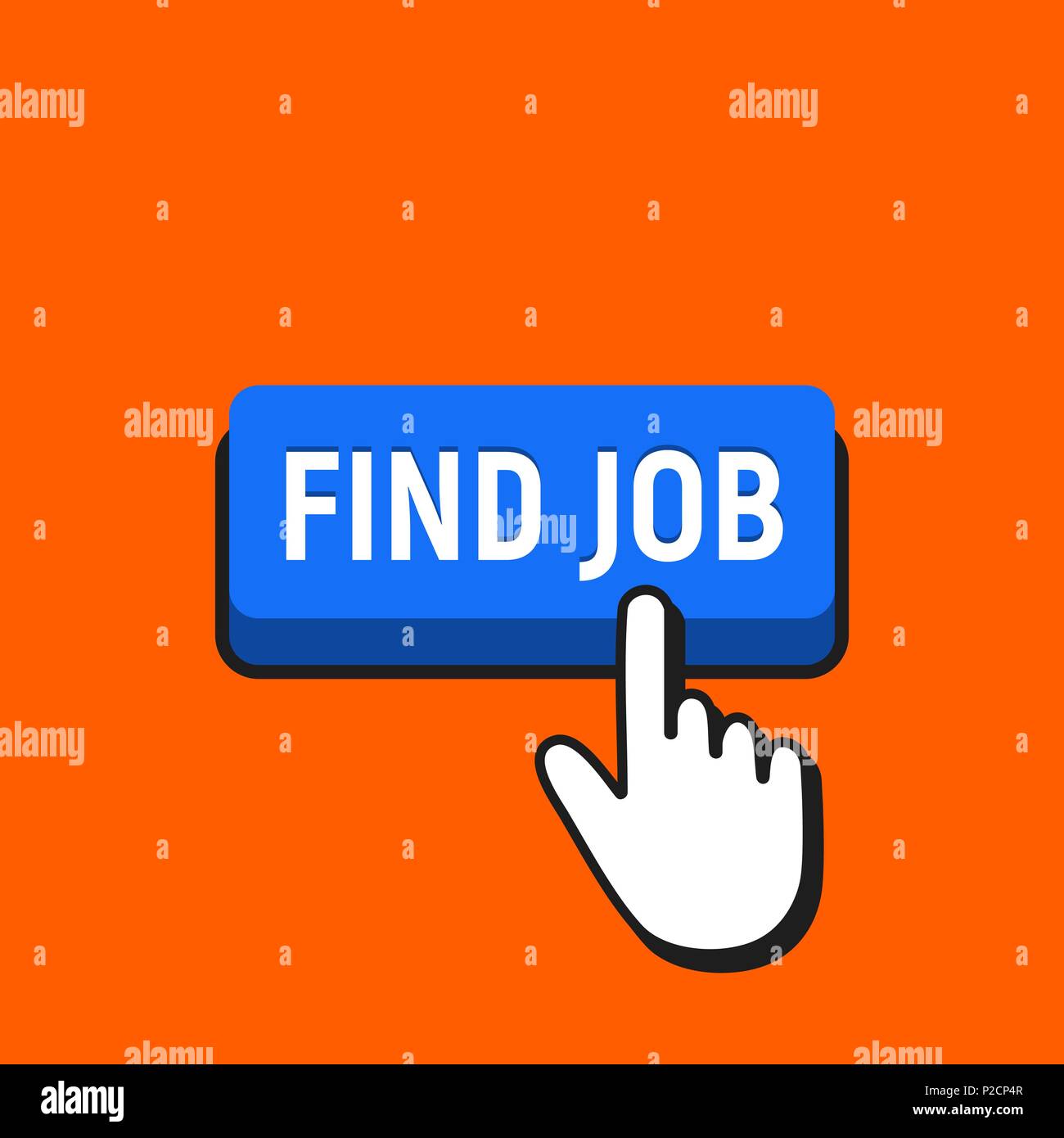 Hand Mouse Cursor Clicks the Find Job Button. Pointer Push Press Button ...