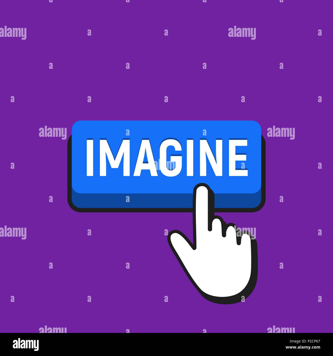Hand Mouse Cursor Clicks the Imagine Button. Pointer Push Press Button Concept Stock Vector ...