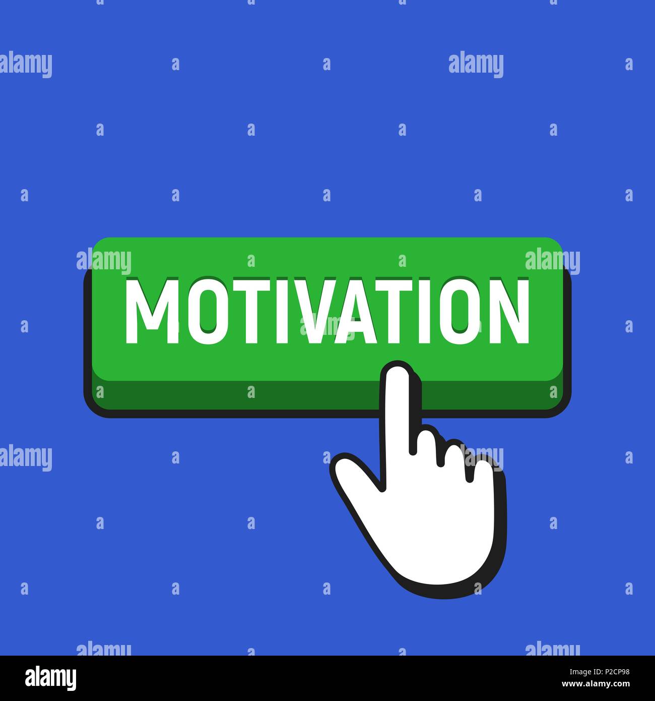 Hand Mouse Cursor Clicks the Motivation Button. Pointer Push Press Button Concept Stock Vector ...