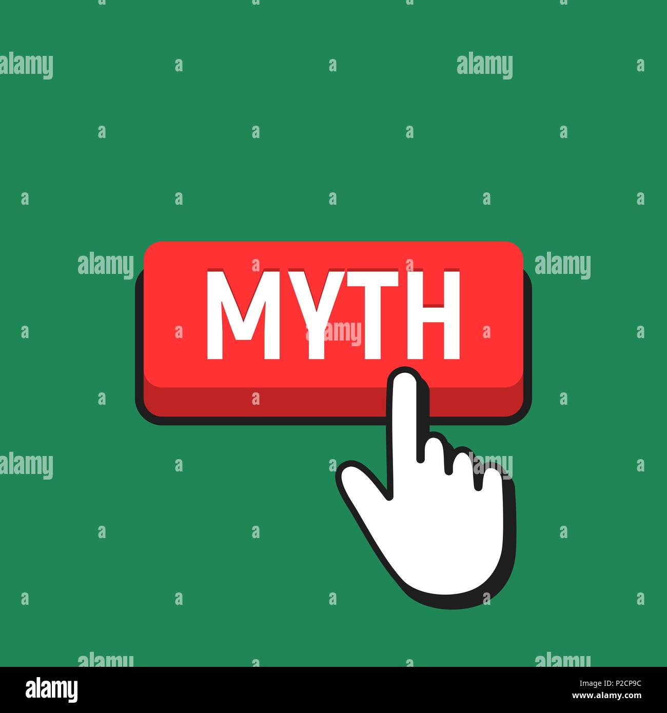 Hand Mouse Cursor Clicks the Myth Button. Pointer Push Press Button Concept Stock Vector Image ...