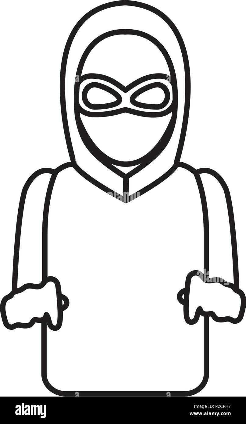 line thief with criminal mask and jacket hood Stock Vector Image & Art ...